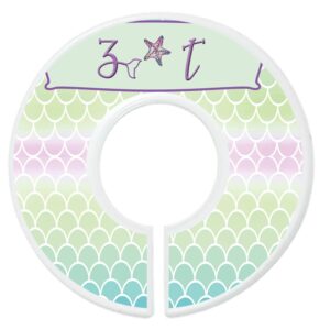 Mumsy Goose Nursery Closet Dividers Closet Organizers Baby Girl Clothes Dividers Mermaid (Sizes 2T - 7 (6 Rings))