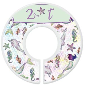 Mumsy Goose Nursery Closet Dividers Closet Organizers Baby Girl Clothes Dividers Mermaid (Sizes 2T - 7 (6 Rings))