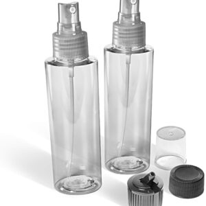 VViViD Empty Clear Plastic BPA-Free 4 Ounce Spray Bottles w/Twist Cap, Mist Spray Cap & Flip Spout Cap (2 pack)