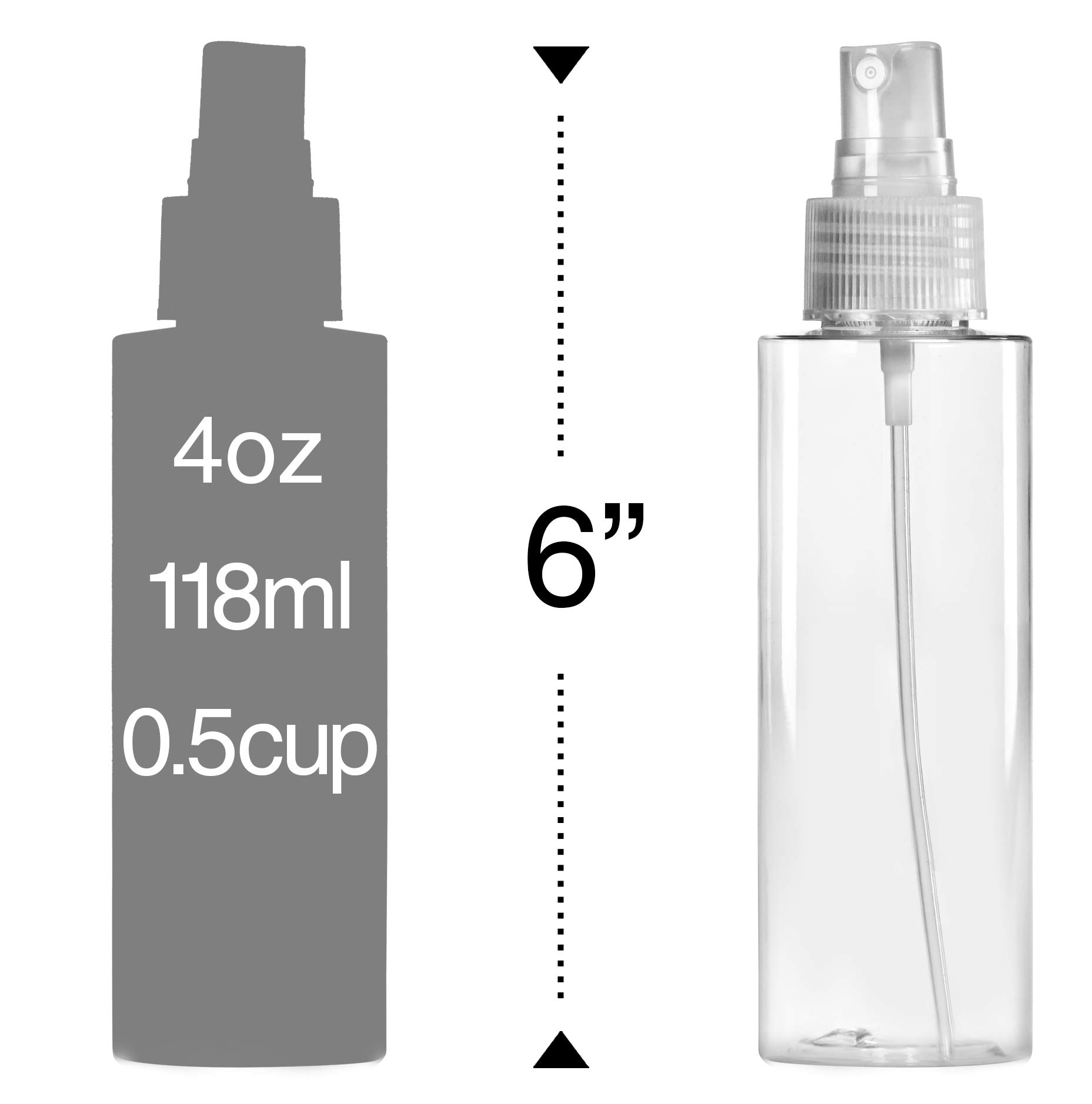 VViViD Empty Clear Plastic BPA-Free 4 Ounce Spray Bottles w/Twist Cap, Mist Spray Cap & Flip Spout Cap (2 pack)