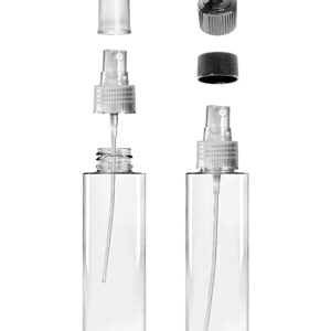 VViViD Empty Clear Plastic BPA-Free 4 Ounce Spray Bottles w/Twist Cap, Mist Spray Cap & Flip Spout Cap (2 pack)