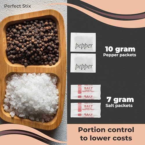 Perfect Stix - Salt and Pepper Packets-200 Salt and Pepper Packets Combo -100 of Each (200 Total Packets)