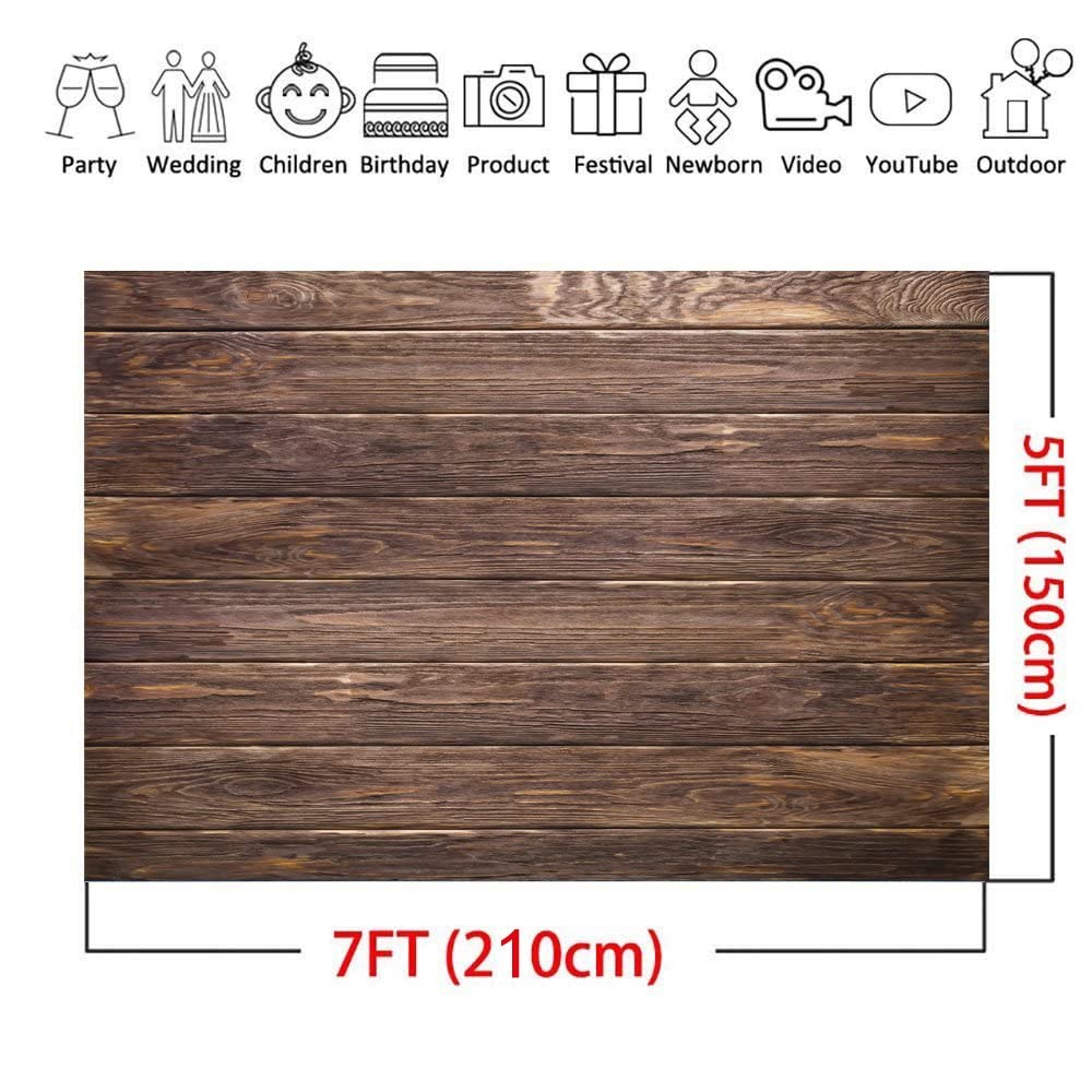 LYWYGG 10x10ft Thin Vinyl Brown Wood Backdrop Photographers Retro Wood Wall Background Cloth Seamless CP-19-1010