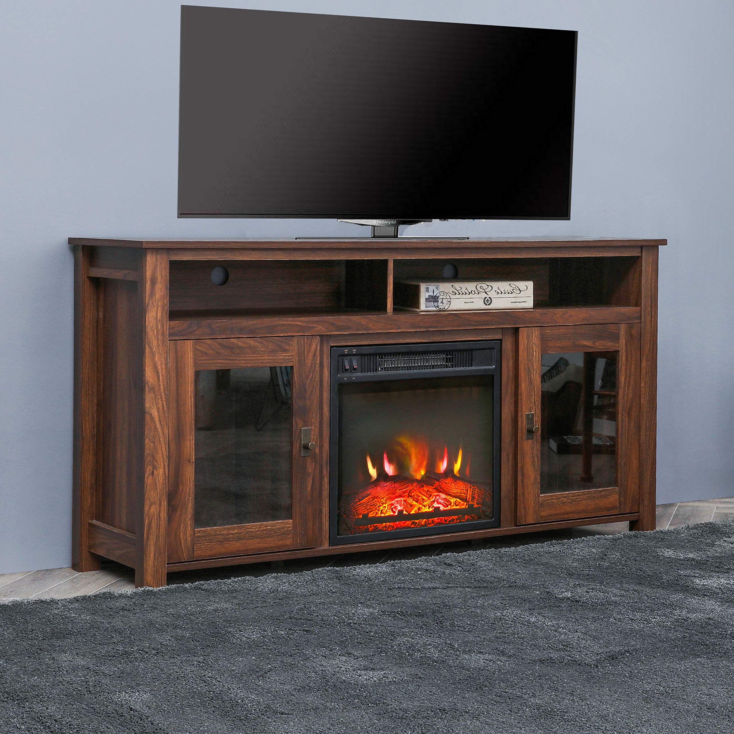 Romayard Electric Fireplace TV Stand Console for TVs up to 60" Electric Fireplace Heater Entertainment Center (60")