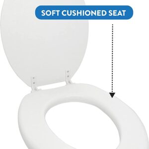 J&V Textiles Soft Round Toilet Seat With Easy Clean & Change Hinge, Padded (White)*