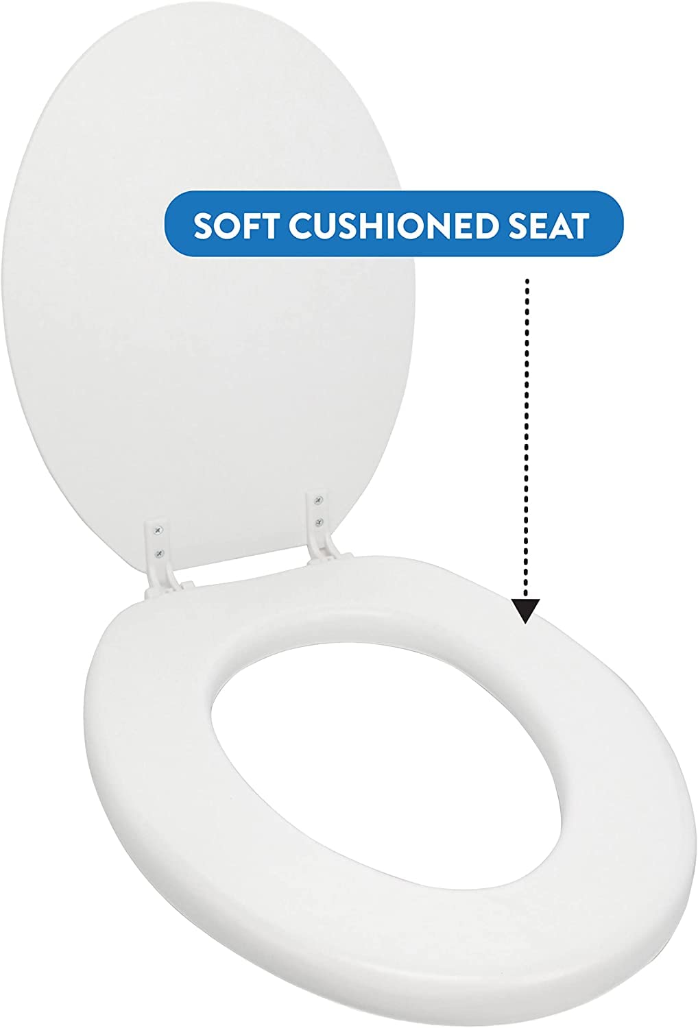 J&V Textiles Soft Round Toilet Seat With Easy Clean & Change Hinge, Padded (White)*