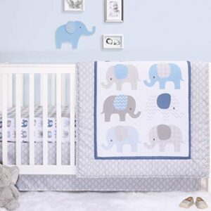 The Peanutshell Elephant Crib Bedding Set - 3 Piece Nursery Set - Crib Comforter, Fitted Crib Sheet, Crib Skirt