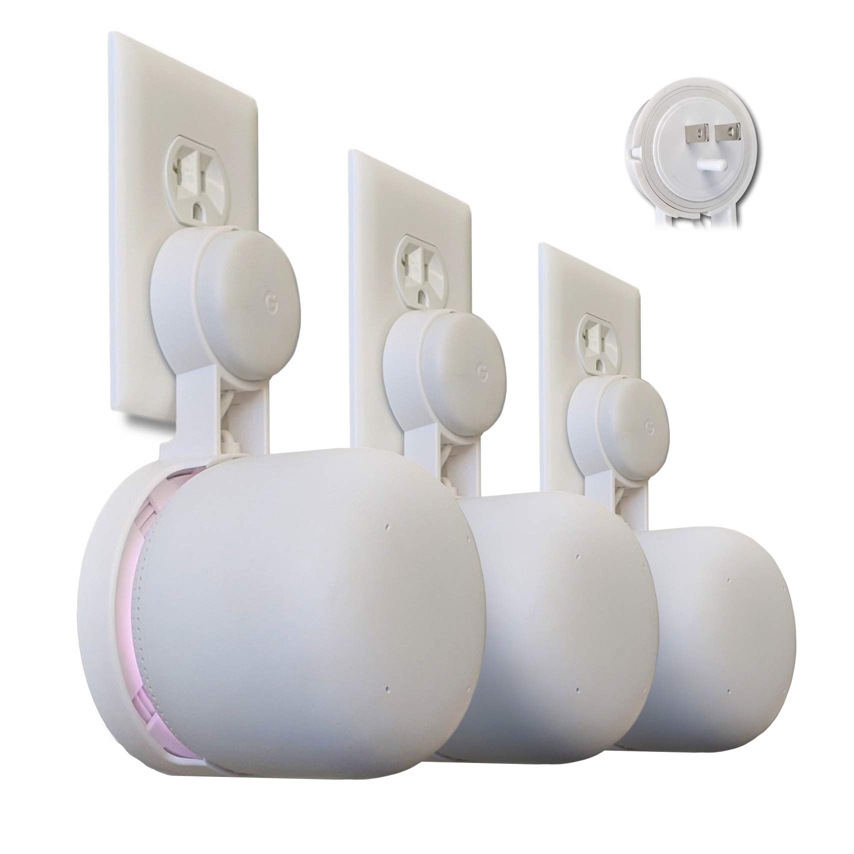 Nest WiFi Point Genie: The Simplest Lowest Profile Outlet Holder Mount for Google Nest WiFi Point | Reinforced Support | Great Sound | Open Access | No Messy Screws! (3-Pack)