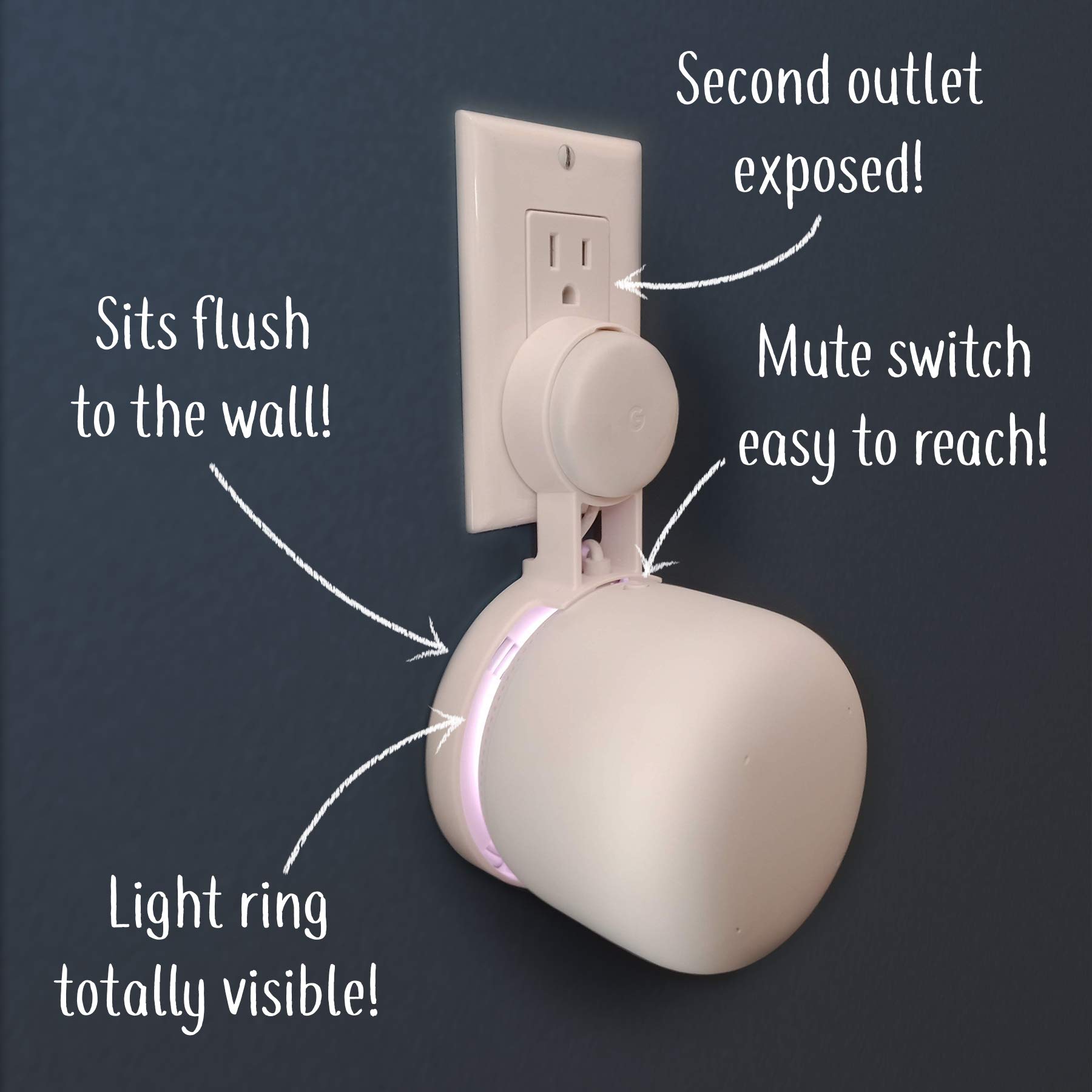 Nest WiFi Point Genie: The Simplest Lowest Profile Outlet Holder Mount for Google Nest WiFi Point | Reinforced Support | Great Sound | Open Access | No Messy Screws! (3-Pack)