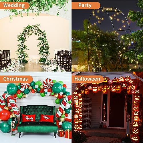 Mr.Ton Garden Arch Trellis for Climbing Plants Outdoor, Metal 7.8ft Wide Arbor Arches for Raised Beds, Arched Pergola for Garden Wedding Decoration, Green