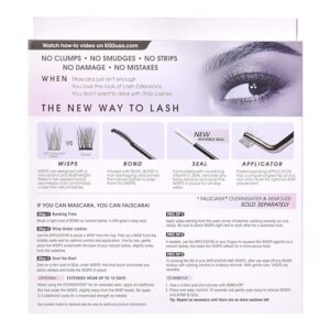 KISS Falscara DIY Lash Extension Starter Kit 10 Reusable Featherlight Eyelash Lengthening Wisps, Applicator, Bond & Seal