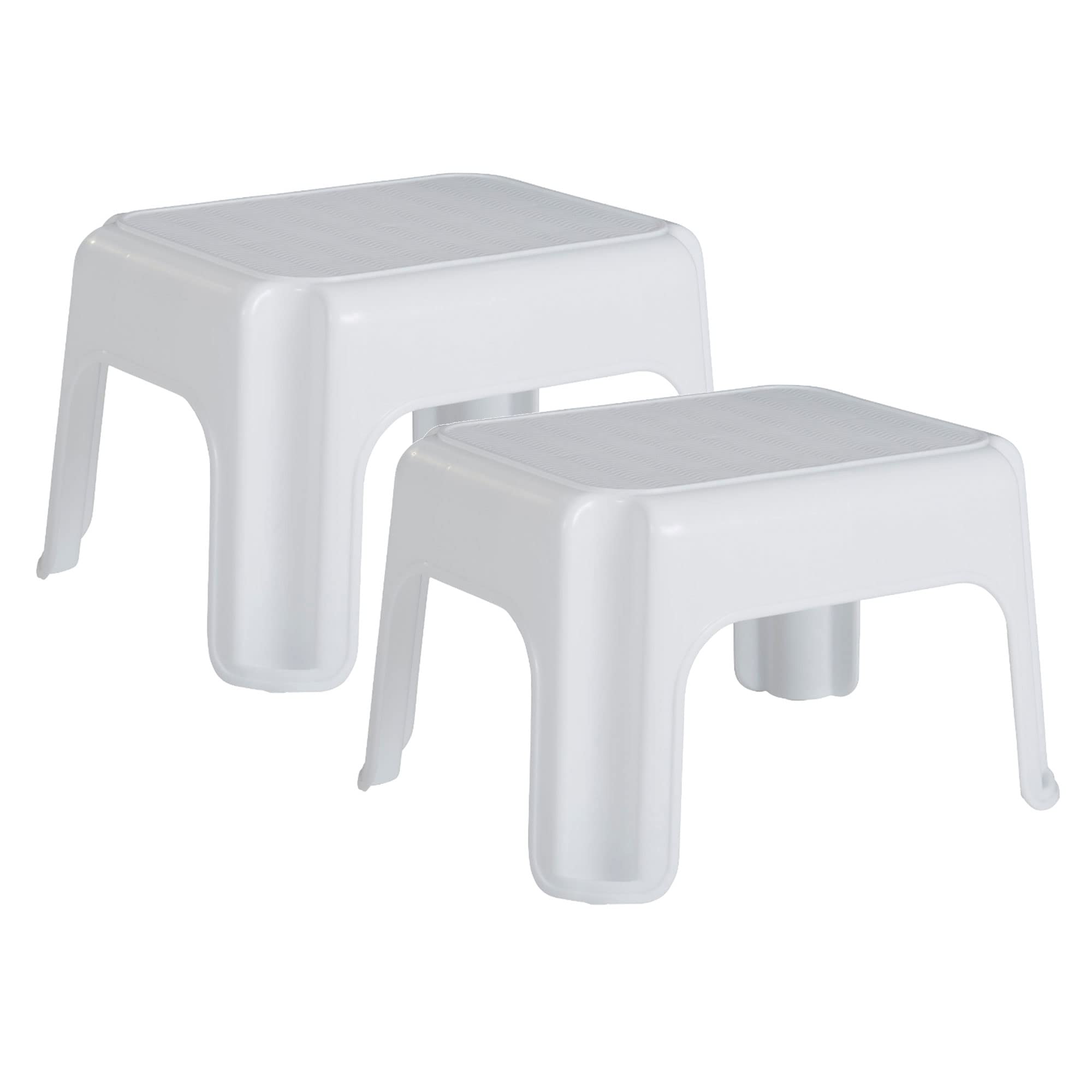 Rubbermaid Durable Plastic Roughneck Step Stool w/ 300-LB Weight Capacity, White (2-Pack)