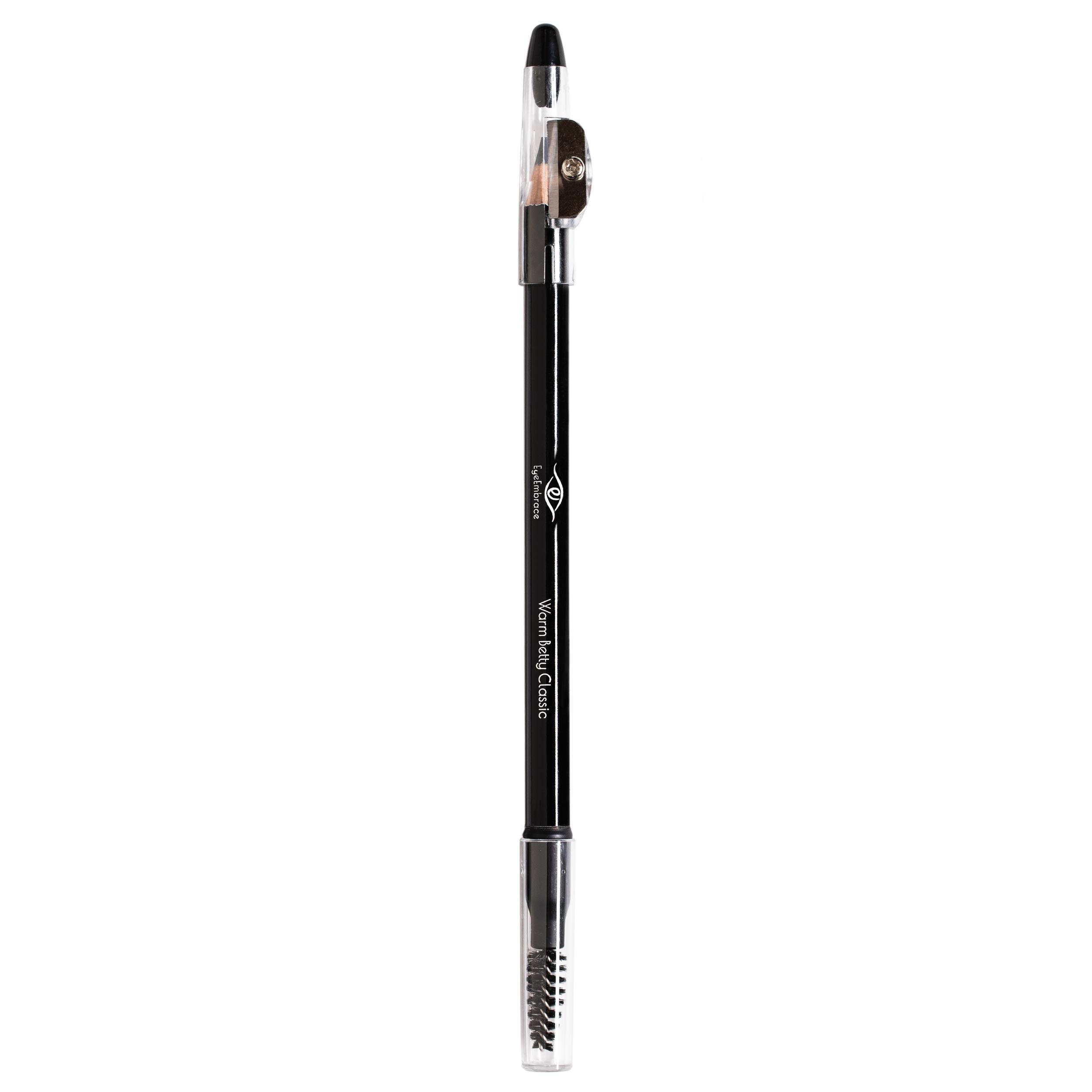 Eye Embrace Warm Betty Classic: Light Gray Wooden Eyebrow Pencil – Waterproof, Double-Ended Pencil with Sharpener & Spoolie Brush, Cruelty-Free