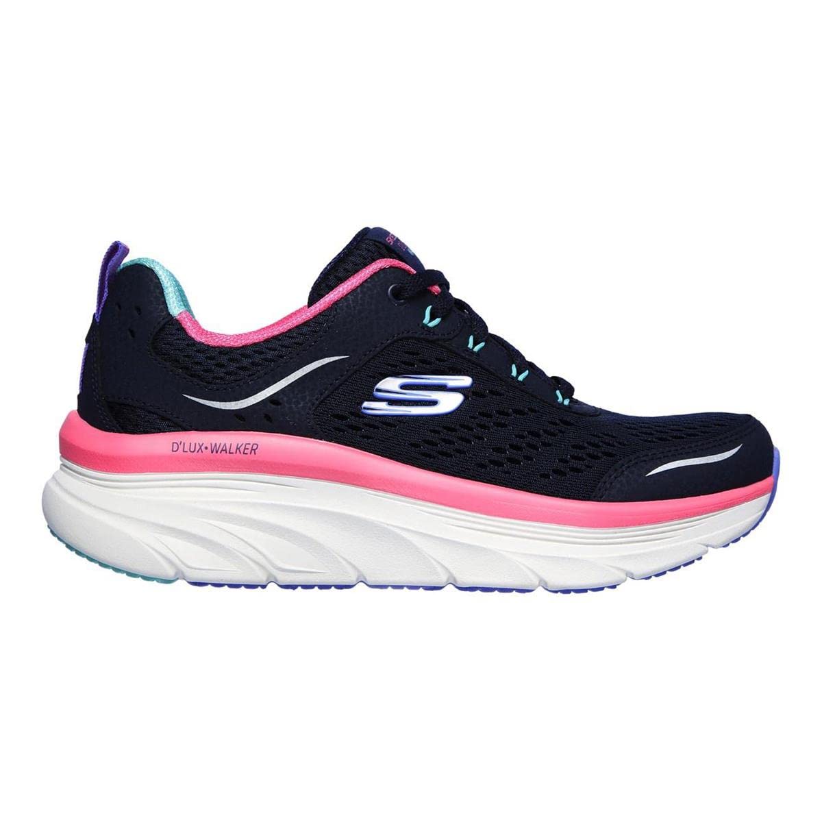 Skechers Women's D'Lux Walker Sneaker, NVMT=Navy Multi, 6.5