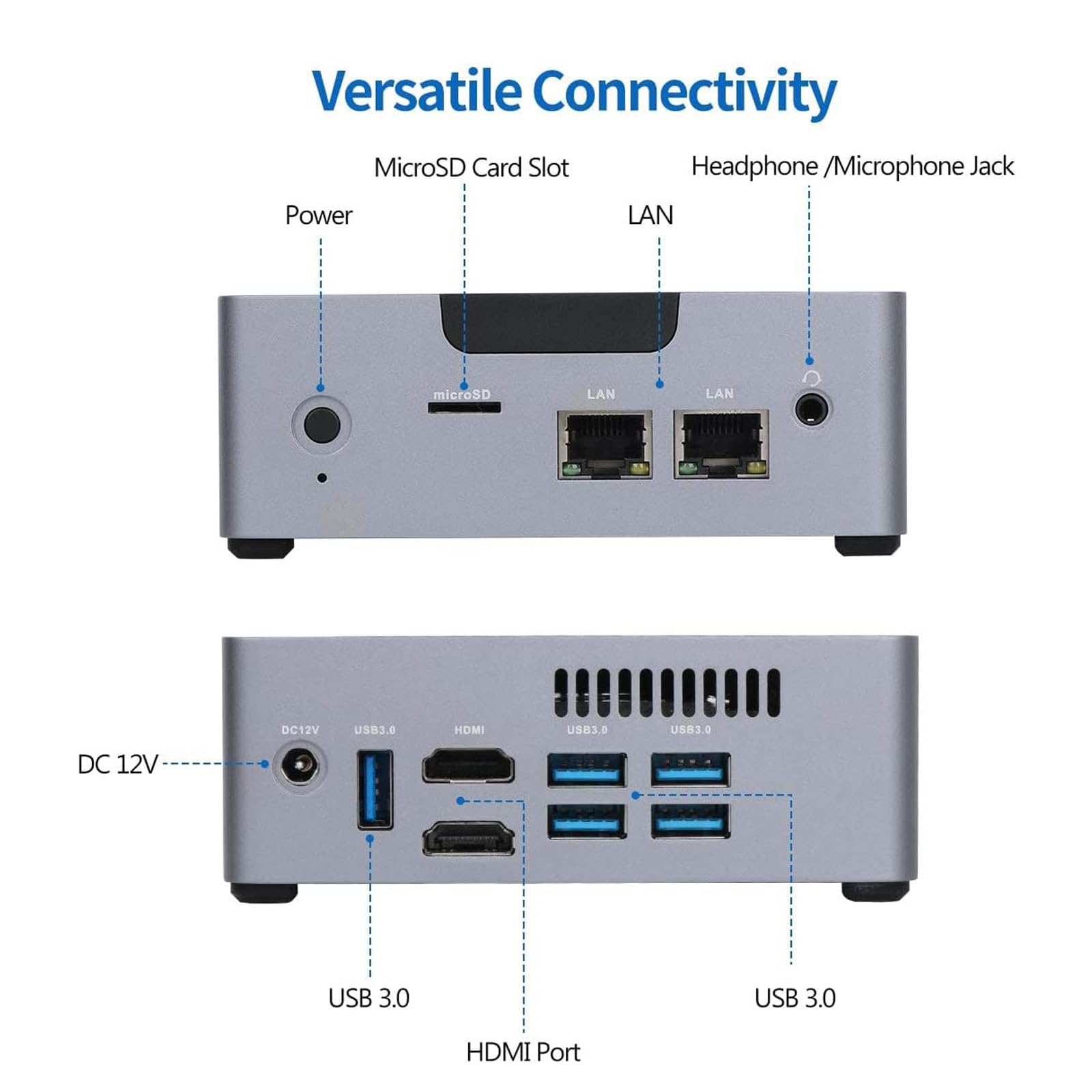 AWOW Mini PC Intel Celeron J3455 6GB DDR4, 256GB SSD, Mini Desktop Computer, AK34 Micro PC, Windows 10 Pro, Quad Core, Dual Gigabit Ethernet NIC, Dual HDMI, 5X USB3.0, 4K UHD, Bluetooth