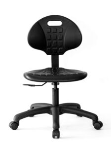 chair master table height chair/stool-easy to clean! deluxe ergonomic polyurethane chair. 5" of height adjustment (15.5"-20.5" seat ht). 450 lb capacity. for automotive, lab, garage, home, office