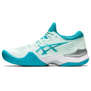 asics women's court flytefoam 2 tennis shoes, 8.5, bio mint/lagoon