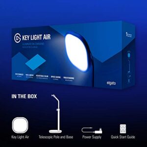 Elgato Key Light Air - Professional 1400 lumens Desk Light for Streaming, Broadcasting, Home Office and Video Conferencing, Temperature and Brightness app-adjustable on Mac, PC, iOS, Android