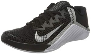 nike metcon 6 black/silver women's size 5 at3160 010