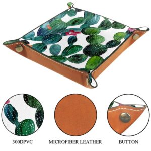 Lyetny Watercolor Cactus Tropical Garden Flat Folding Tray Storage Box Candy Holder Sundries Tray for Jewelry Wallet Coins Keys Dice,16x16cm