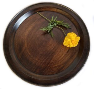 walnut finish lazy susan with flared lip 16"