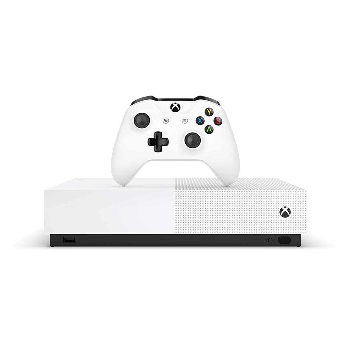 Xbox One S 1TB All-Digital Edition Two Controller Bundle, Xbox One S 1TB Disc-Free Console, 2 Wireless Controllers, Download Codes for Minecraft, Sea of Thieves and Fortnite Battle Royale (Renewed)