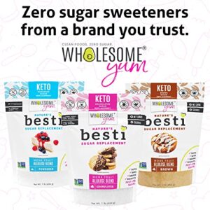 Wholesome Yum Besti Natural Sugar Substitute - Granulated Monk Fruit Sweetener Blend With Allulose (No Erythritol) - Keto, Non GMO, Zero Calorie, Zero Carb, Sugar Free, No Aftertaste (1 lb)