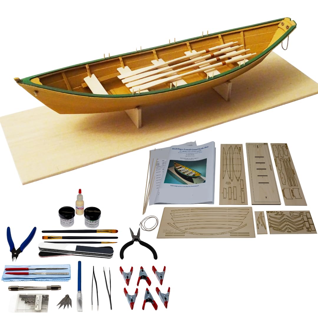 Model Shipways Lowell Grand Banks Dory 1:24 - MS1470CB - Wooden Model Ship Kit to Assemble - Level 1 Model Building Kit - Craft Kit for Adults - Includes All Tools Needed