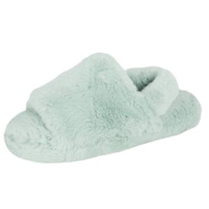 jessica simpson girls plush faux fur slip on house slippers with memory foam