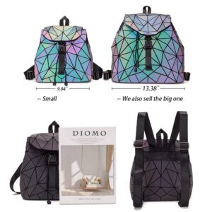 DIOMO Small Backpack for Women Men Geometric Luminous Purse Flash Travel Shoulder Bag Rucksack (Small Luminous NO.3)