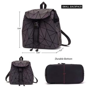 DIOMO Small Backpack for Women Men Geometric Luminous Purse Flash Travel Shoulder Bag Rucksack (Small Luminous NO.3)