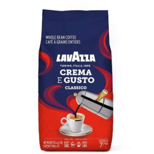 Lavazza Crema E Gusto Whole Bean Coffee 1 kg Bag, Authentic Italian, Blended and roasted in Italy, Full-bodied, creamy dark roast with spices notes