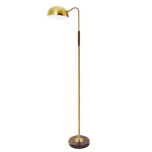 vonluce gold floor lamp mid-century modern, antique arc standing lamp adjustable, 59" vintage task floor lamp with aged brass finish for living room, bedroom, reading, office.