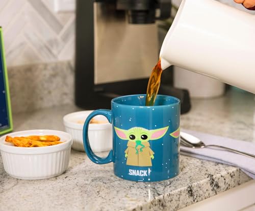 Silver Buffalo Star Wars The Mandalorian The Child Baby Yoda Grogu Protect Attack Snack Ceramic Coffee Mug, 20-Ounces