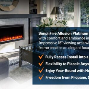 SIMPLIFIRE Allusion Platinum 50" Linear Electric Fireplace - Black, SF-ALLP50-BK