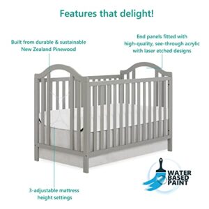 Dream On Me Pacific Acrylic Convertible Crib In Cool Grey, Greenguard Gold Certified, Made Of Durable And Sustainable Pinewood, Three Mattress Height Settings