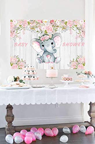 Baby Shower Supplies Decorations For Girl, Elephant Backdrop And Balloons Kit For Girls Photo Background, (No Banner Cake Topper, Favors And Flatware)