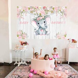 Baby Shower Supplies Decorations For Girl, Elephant Backdrop And Balloons Kit For Girls Photo Background, (No Banner Cake Topper, Favors And Flatware)