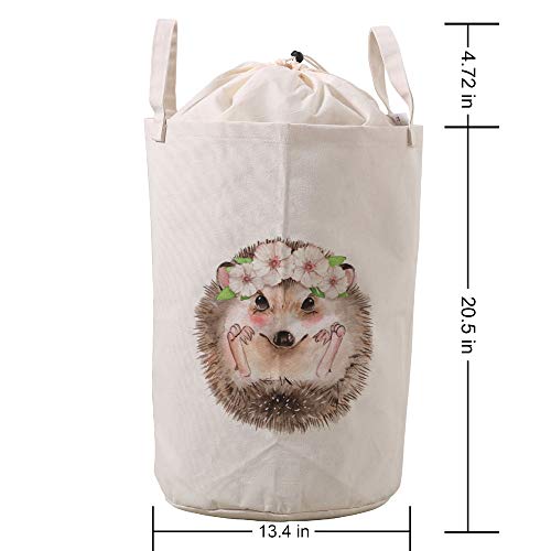 LifeCustomize Large Laundry Hamper Basket Hedgehog Flowers Clothing Storage Bins Boxes Toy Organizer Foldable Waterproof Nursery Hamper with Handles