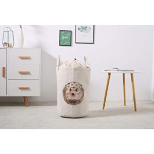 LifeCustomize Large Laundry Hamper Basket Hedgehog Flowers Clothing Storage Bins Boxes Toy Organizer Foldable Waterproof Nursery Hamper with Handles