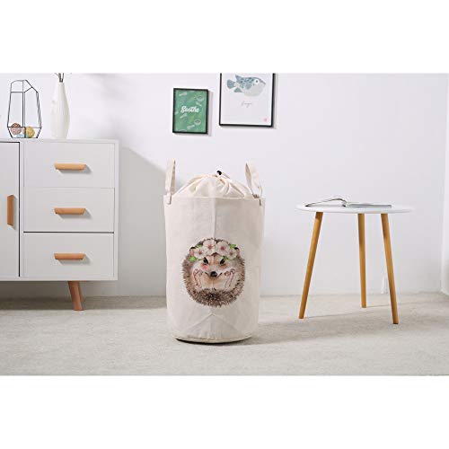 LifeCustomize Large Laundry Hamper Basket Hedgehog Flowers Clothing Storage Bins Boxes Toy Organizer Foldable Waterproof Nursery Hamper with Handles