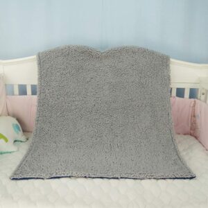 BlueSnail Baby Minky Blanket with Plush Shepra Fleece for Boys and Girls (Navy+Light Gray, 30W x 40L)