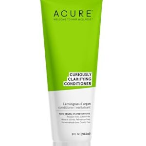 Acure Curiously Clarifying Conditioner & Argan Gently Cleanses, Removes Buildup, Boost Shine & Replenishes Moisture Lemongrass 8 Fl Oz