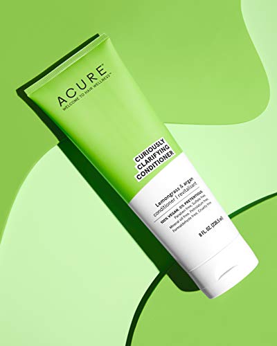 Acure Curiously Clarifying Conditioner & Argan Gently Cleanses, Removes Buildup, Boost Shine & Replenishes Moisture Lemongrass 8 Fl Oz