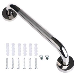 12 inch stainless steel chrome shower grab bar, zuext bathroom balance bar, safety hand rail support, handicap elderly injury senior bath assist handle