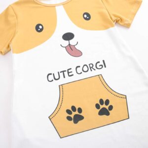 Hupohoi Big Girls' Cute Cartoon Sleepshirt Lovely Corgi Nightgowns Summer Sleepwear Corgi 14(US 11-13 Years)