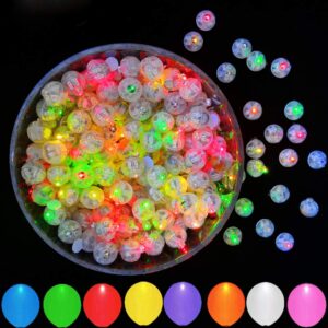 jjgoo 100pcs multicolor led balloon lights, waterproof flash round tiny led light for paper lantern easter egg pumkin birthday party wedding decoration