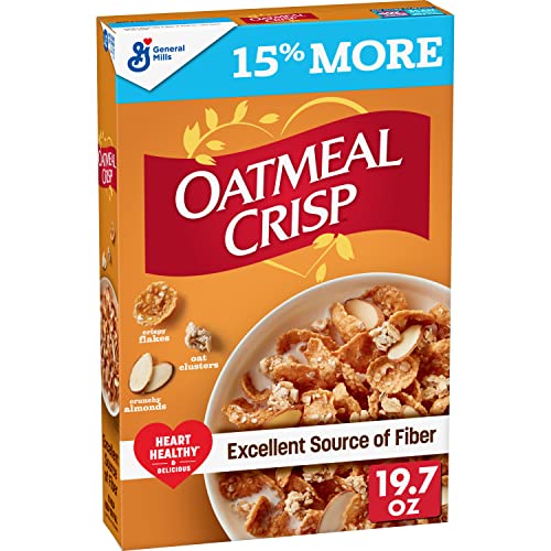 Oatmeal Crisp Heart Healthy Cereal, High Fiber Cereal Made with Whole Grain, 19.7 oz