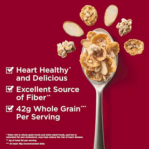 Oatmeal Crisp Heart Healthy Cereal, High Fiber Cereal Made with Whole Grain, 19.7 oz