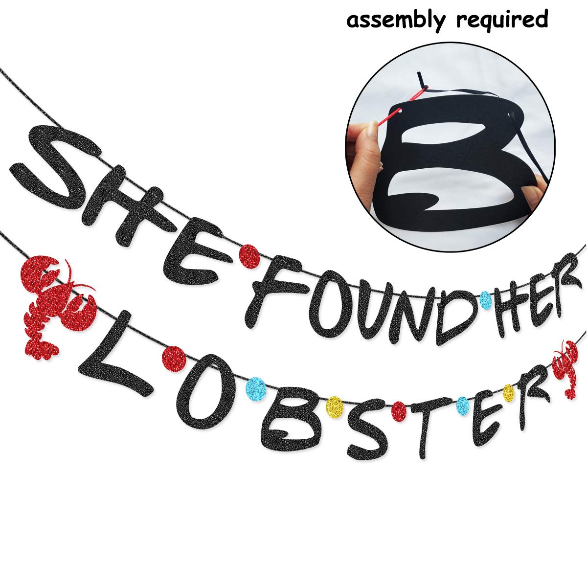 She Found Her Lobster Glitter Banner for Friends Theme Bachelorette Party Bridal Shower Decor